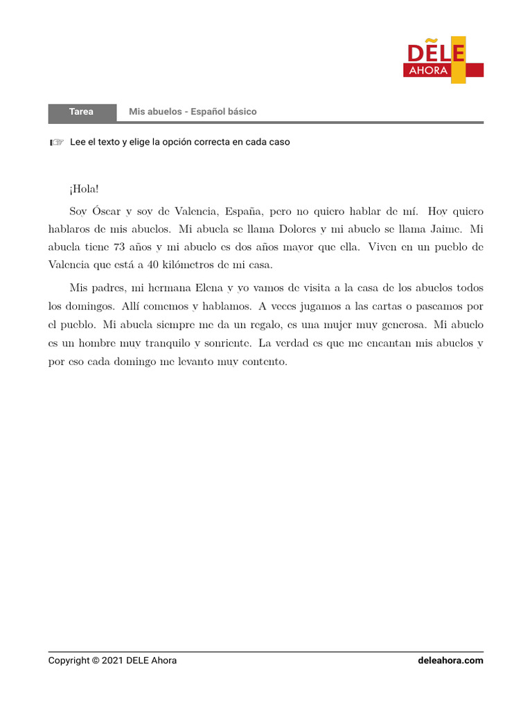 Mis Abuelos Espanol Basico | PDF