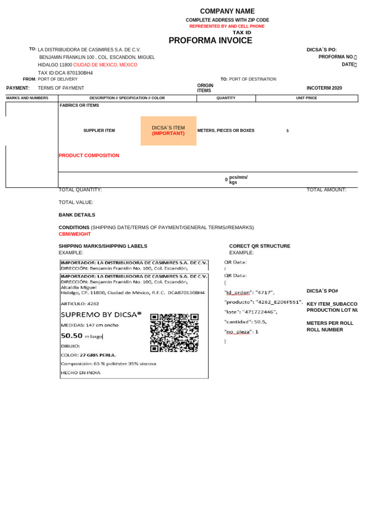 Layout Proforma - Invoice | PDF