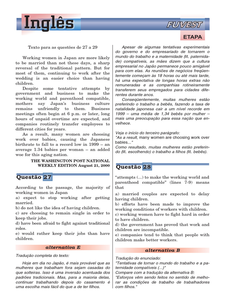 Fuvest1 Ing | PDF