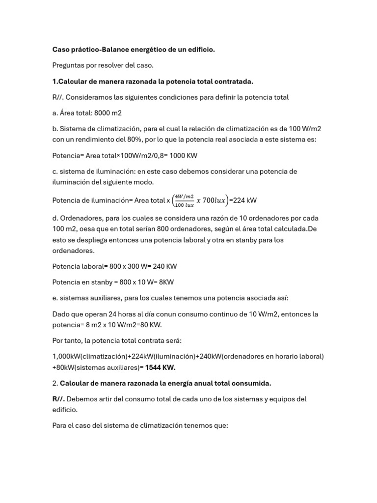Caso Practico Balance Energetico. | PDF