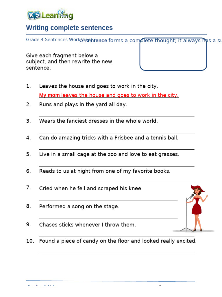 Grade 4 Full Sentences A | PDF