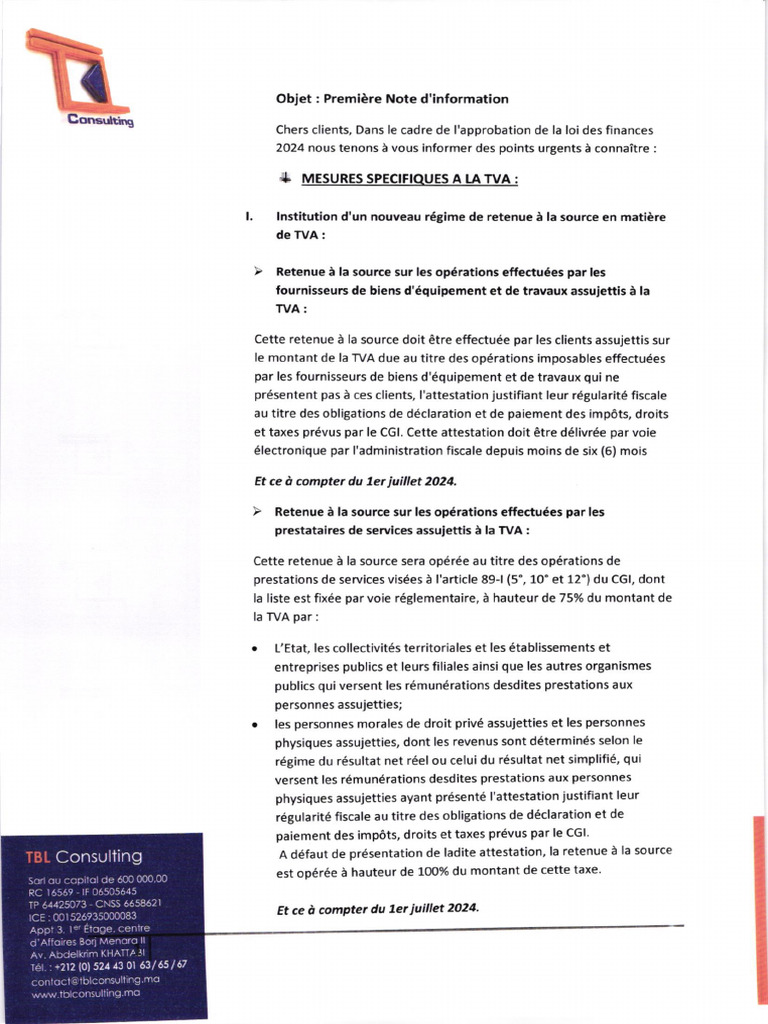 Note D'information Loi de Finances 2024 | PDF