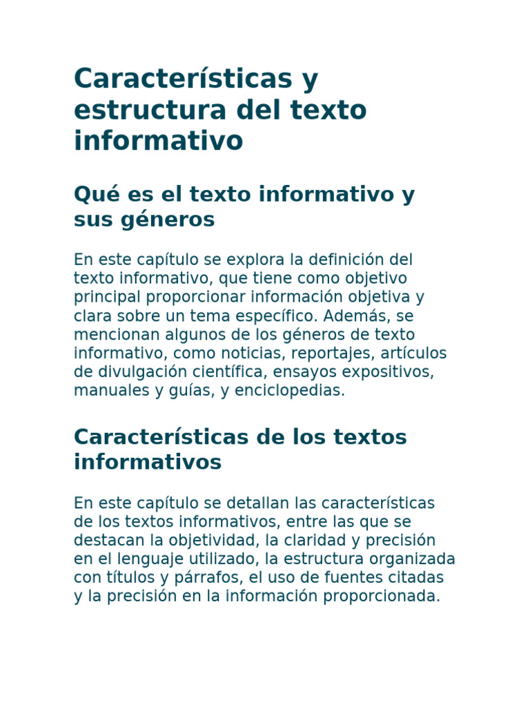 Características y estructura del texto informativo | PDF