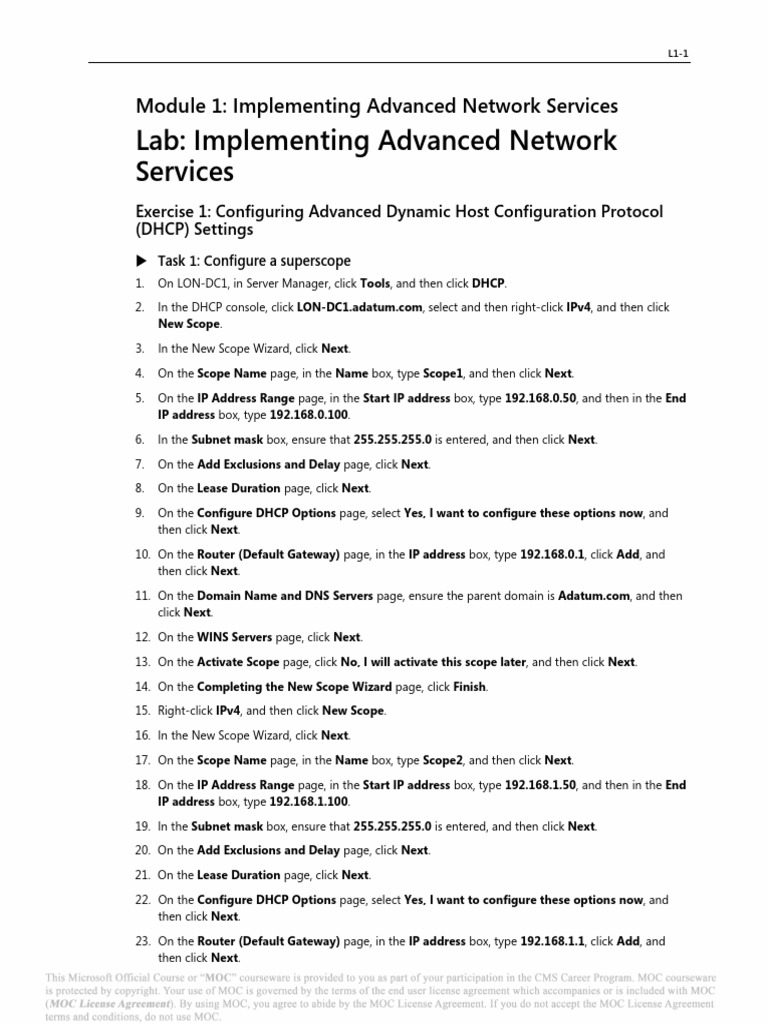 Module 1: Implementing Advanced Network Services | PDF