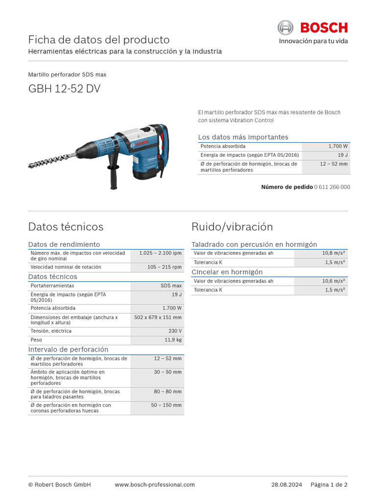 gbh-12-52-dv-sheet | PDF