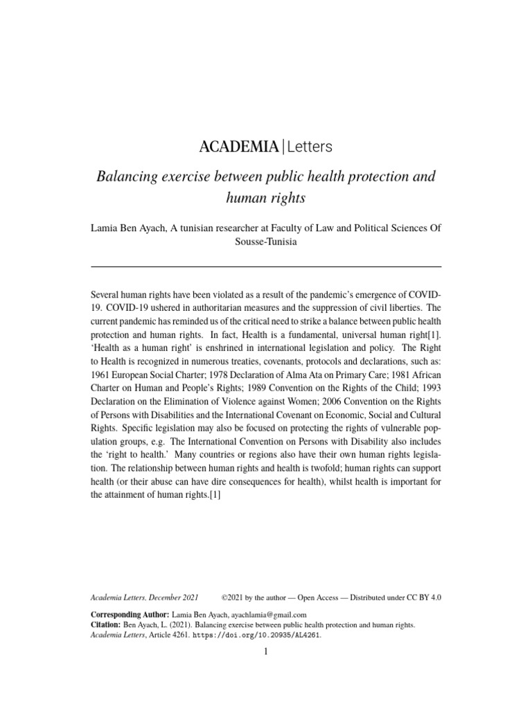 Balancing Exercise Between Public Health | PDF