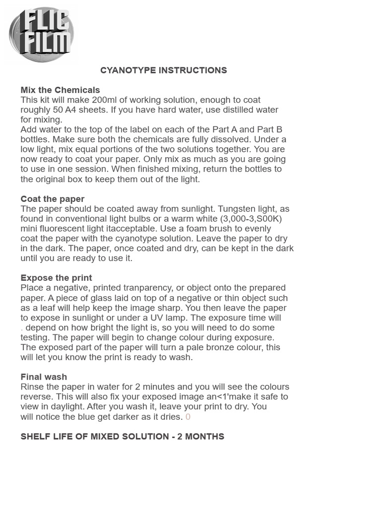 Cyanotype Printing Instructions Guide | PDF | Art