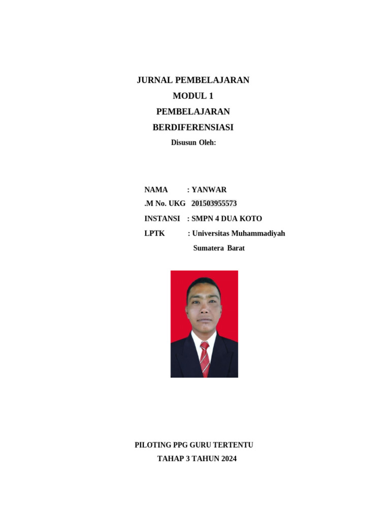 Jurnal Pembelajaran Modul 1 Pembelajaran Berdiferensiasi | PDF