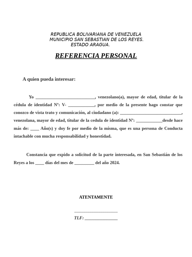 Formato Referencia Personal | PDF