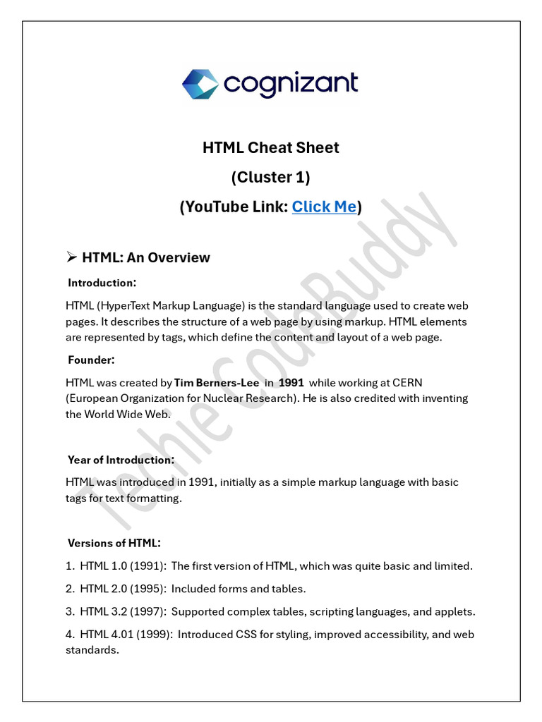 HTML Cheat Sheet | PDF
