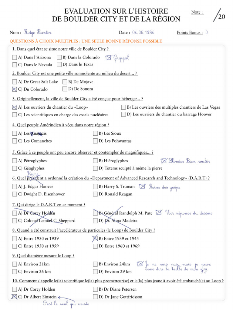 QCM Histoire de Ridge | PDF