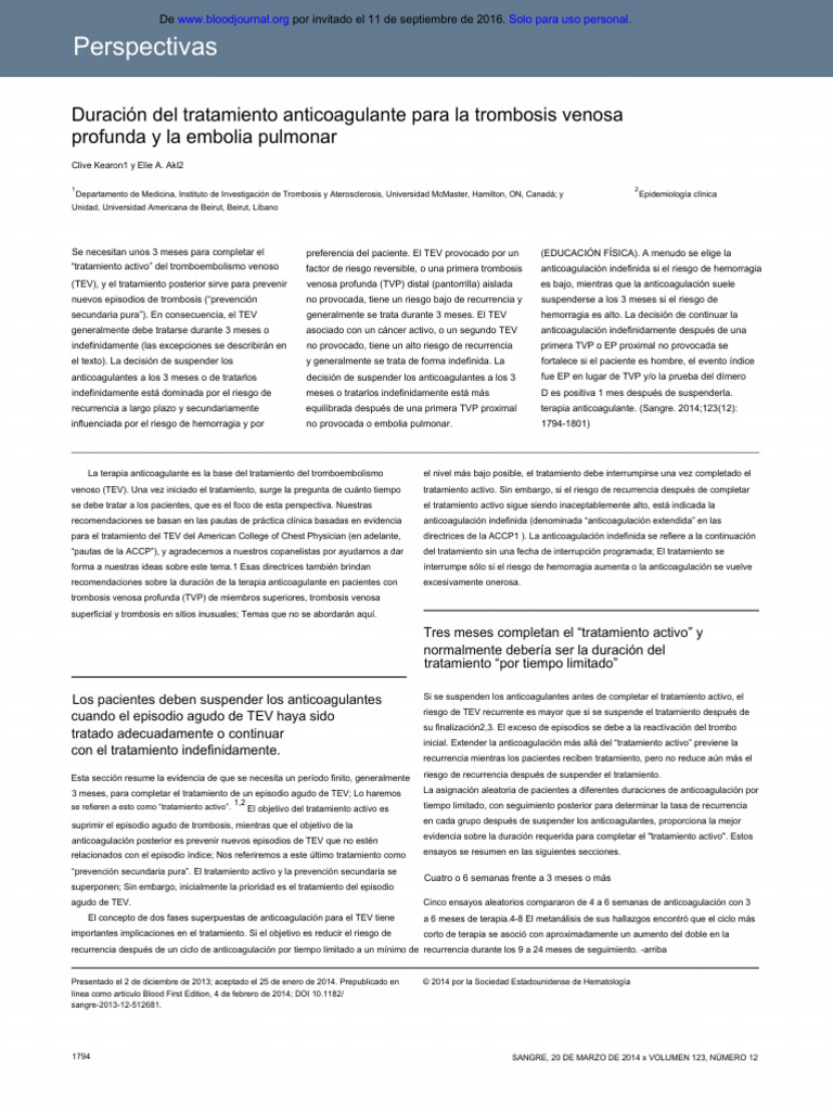 Duration of Anticoagulant Therapy For Deep Vein Thrombosis and ...