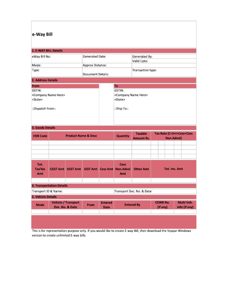 E Way Bill Format 05 | PDF