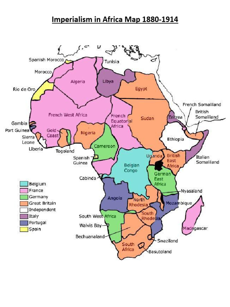 Imperialism in Africa Map 1880 - 1914 | PDF