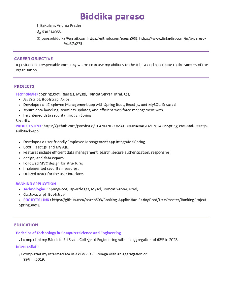 paresobiddikaresume | PDF