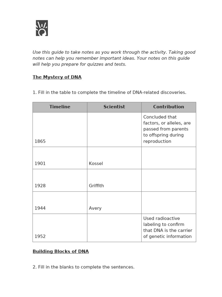 1.1.3 Study - Chromosomes and DNA (Study Guide) | PDF