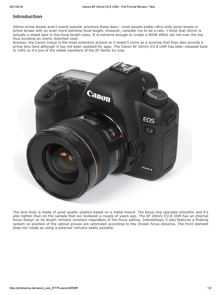 Canon EF 20mm F - 2 Pag1 | PDF