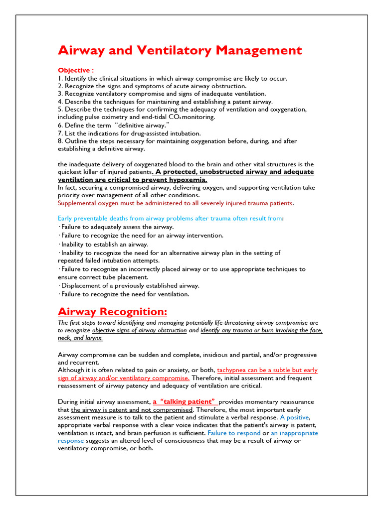 Airway Management in Trauma Care | PDF | Breathing | Major Trauma