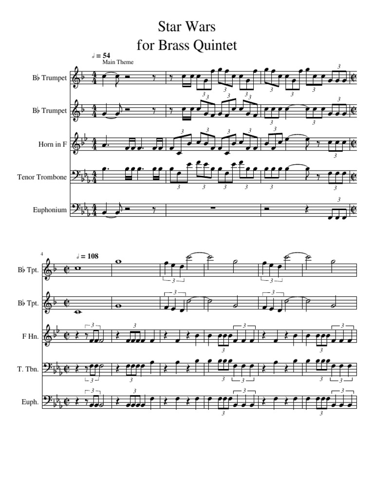 Star Wars Medley For Brass Quintet | PDF