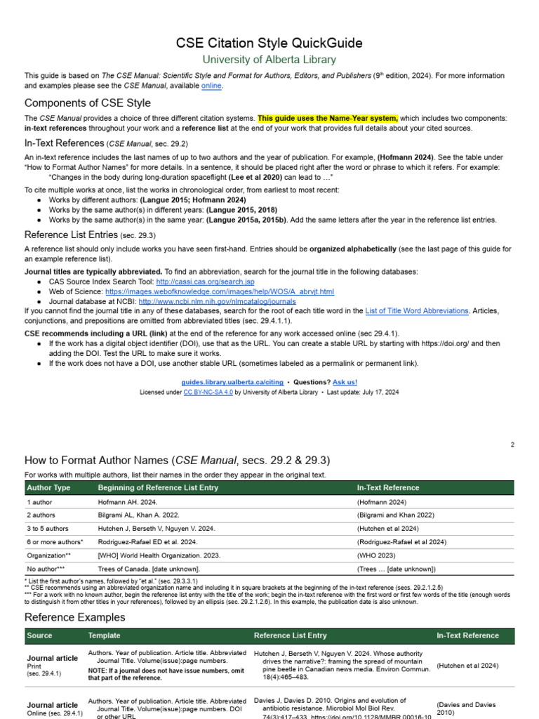 CSE Guidelines - J2024 | PDF | Citation | Digital Object Identifier