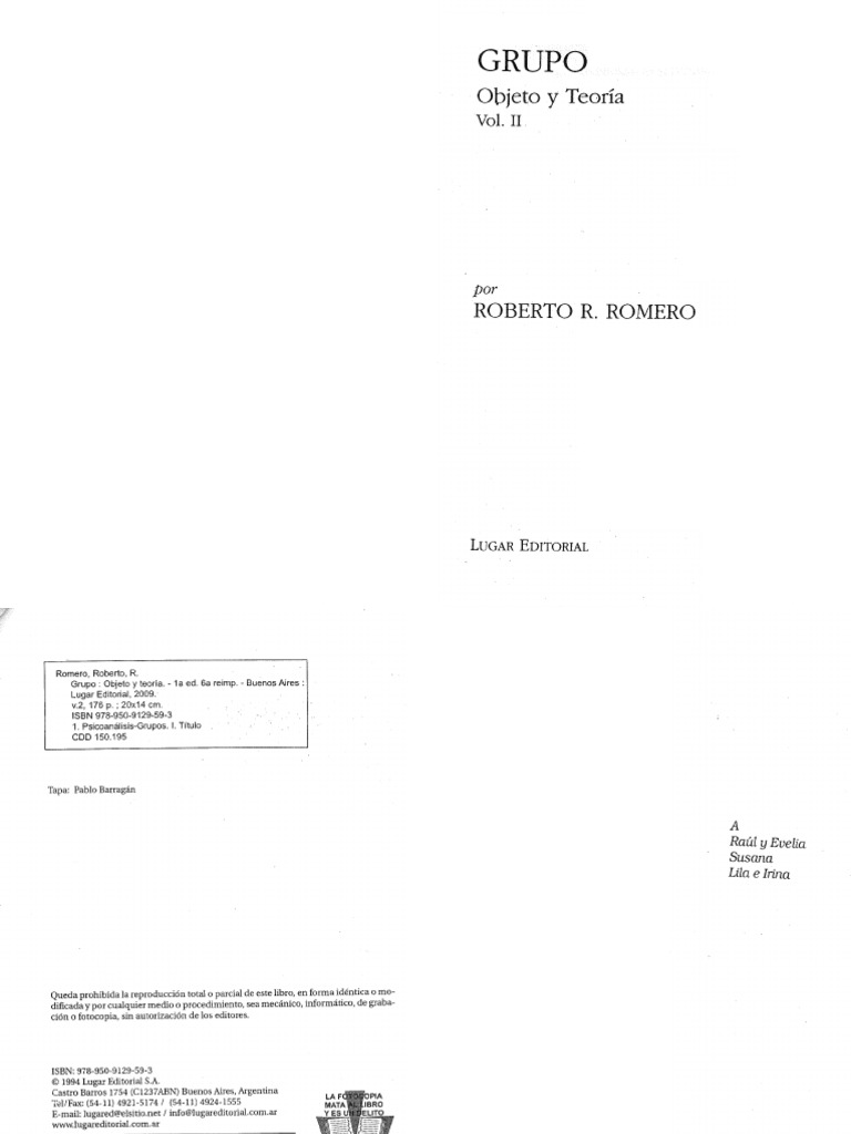 Romero, Roberto R. Grupo Objeto y Teoría-Tomo2 | PDF