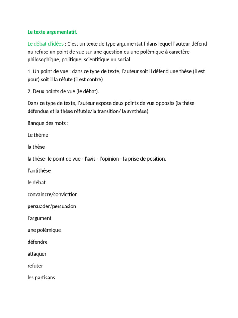 Le Texte Argumentatif | PDF