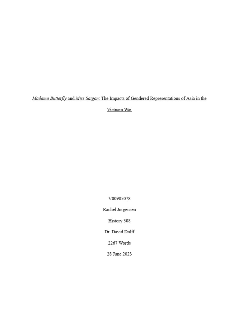 Rachel Jorgensen HSTR 308 Major Writing Assignment | PDF