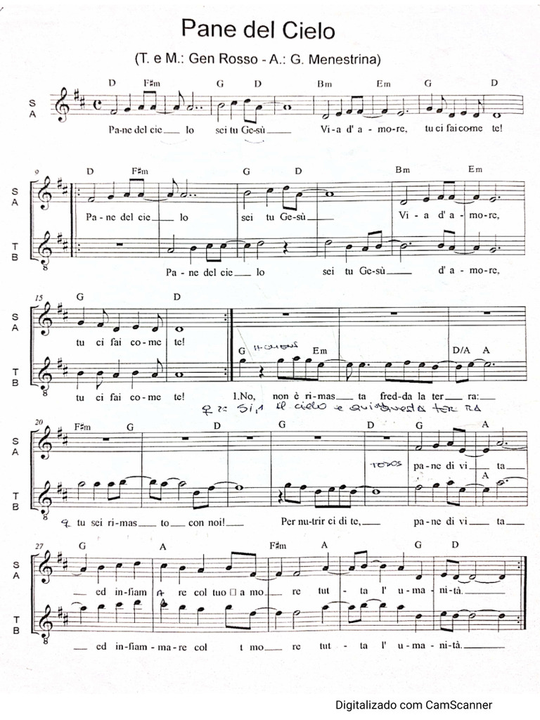 Pane Del Cielo Partitura Pdf