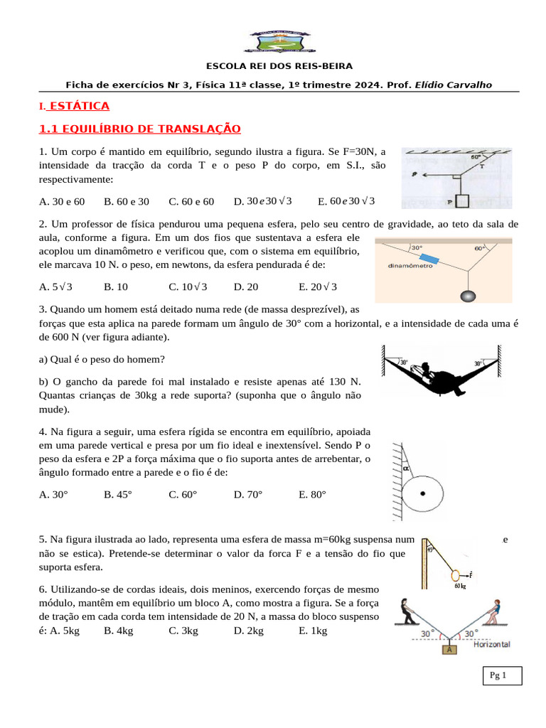 Ficha 3-ESTATICA e DINAMICA F11 | PDF