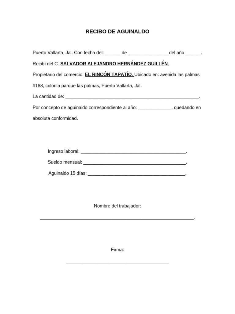 Recibo de Aguinaldo | PDF