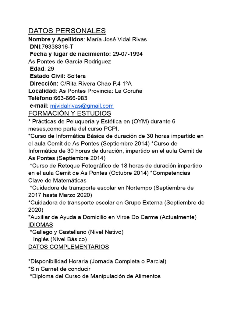 Curriculum Vitae Maria - 1 | PDF