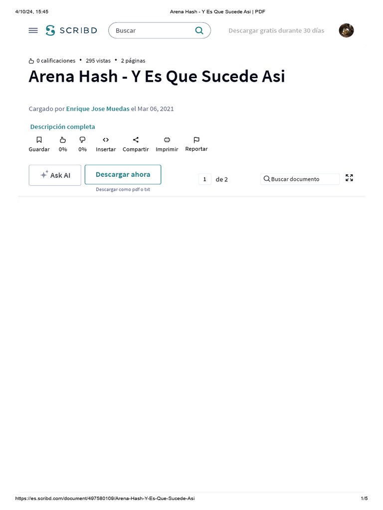 Arena Hash - Y Es Que Sucede Asi _ PDF | PDF