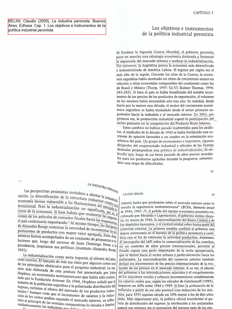 BELINI, Claudio (2009) - Los Objetivos e Instrumentos de La Política Industrial Peronista. | PDF