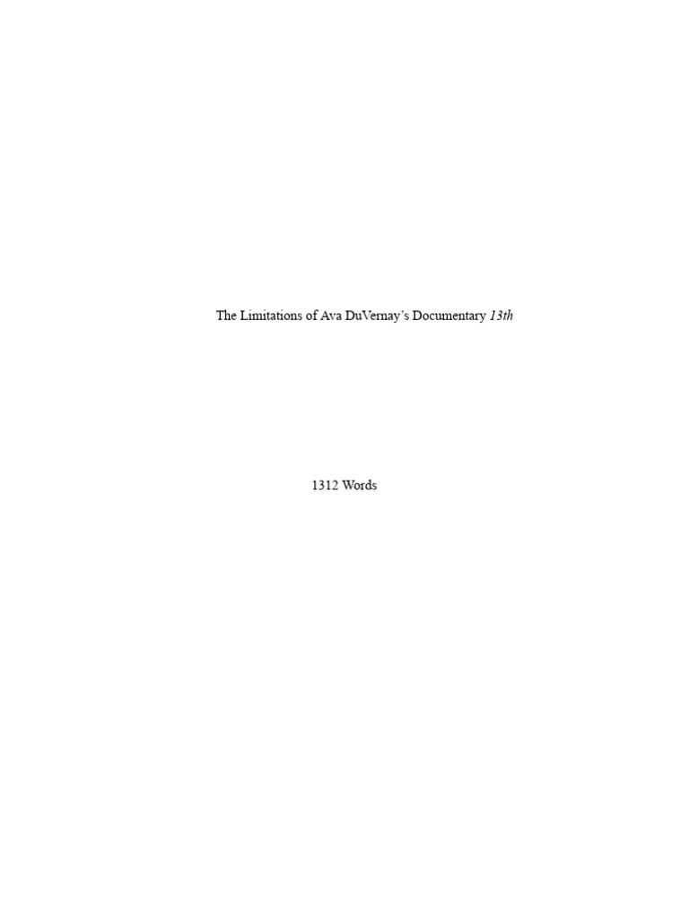 The Limitations of Ava DuVernay's Documentary 13th | PDF