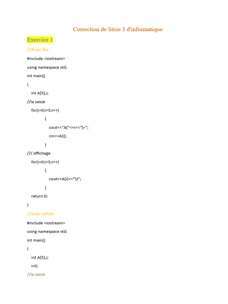 Correction de Série 3 D'informatique | PDF