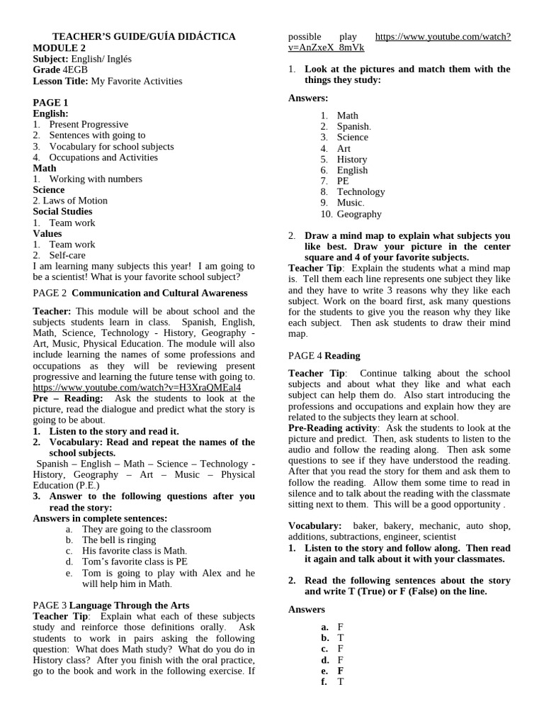 4EGB Mod 2 Teacher Guide | PDF