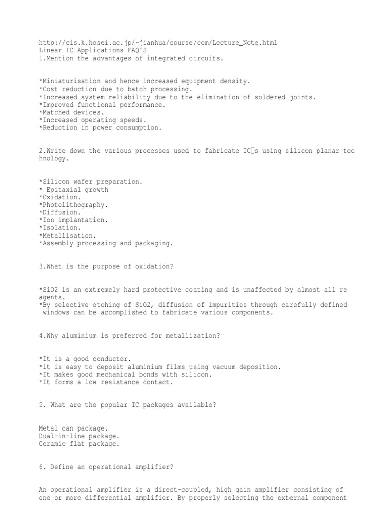 Linear IC Applications | PDF | Operational Amplifier | Amplifier