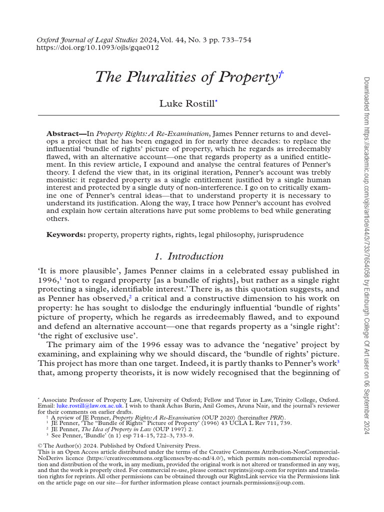 Rostill - The Pluralities of Property | PDF