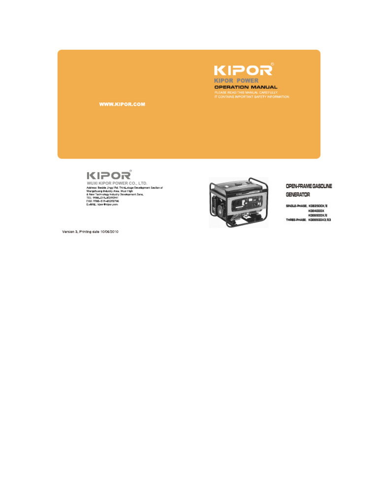 Generador Kge 2500x Kipor | PDF