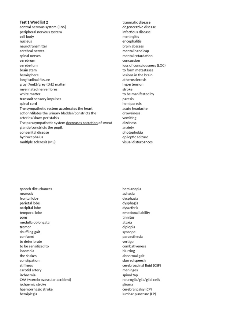 Test 1 Word List 2 | PDF