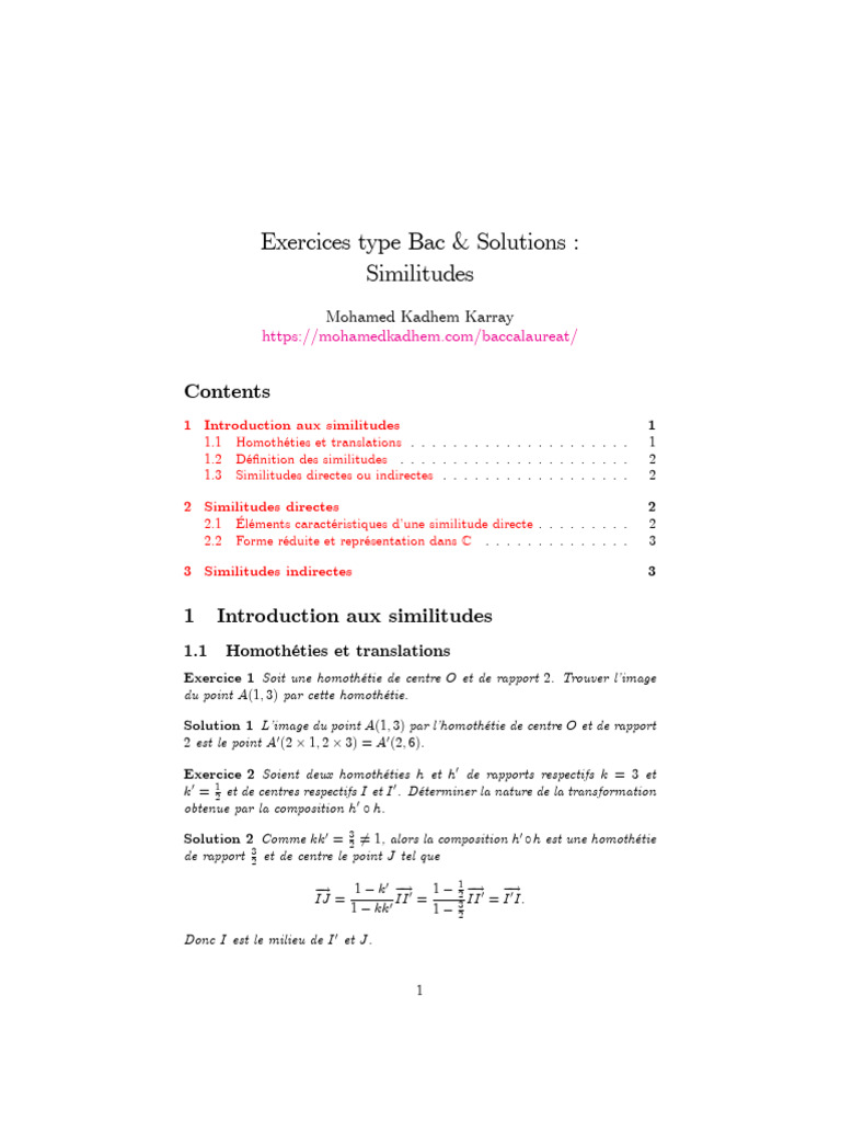 Exercices 22 Similitudes | PDF
