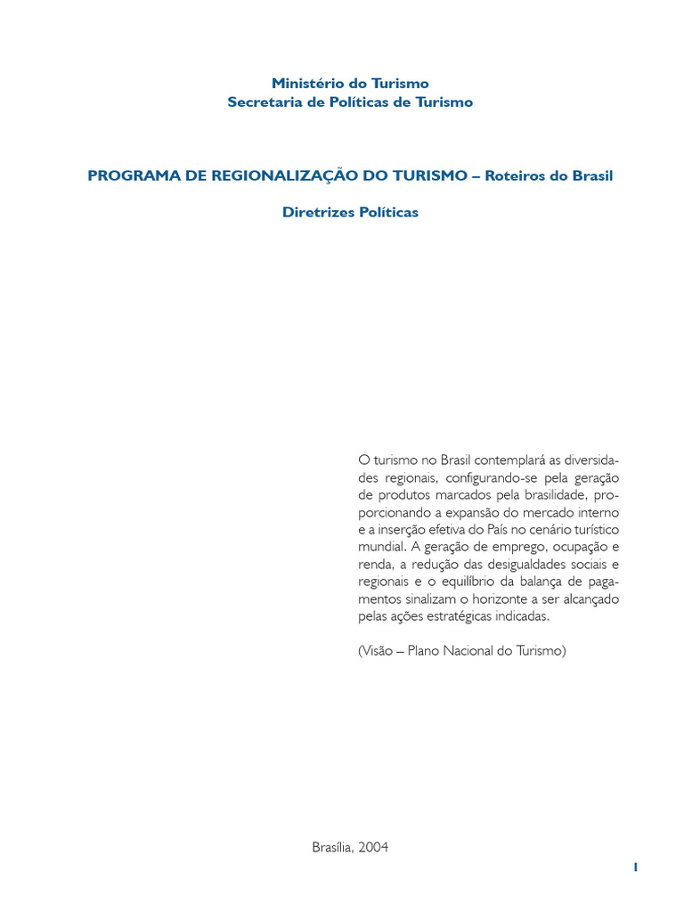 MTUR - 2004 - Programa de Regionalização Do Turismo - Roteiros Do ...