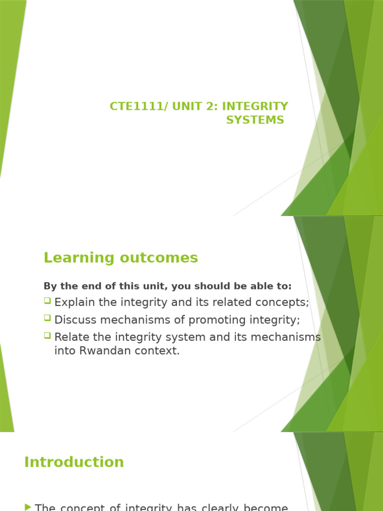 CTE1111 Unit 2 Integrity Systems 2022-1 | PDF