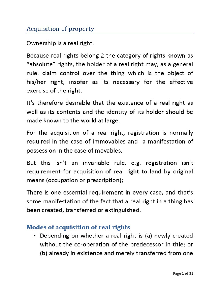 Acquisition of Property | PDF