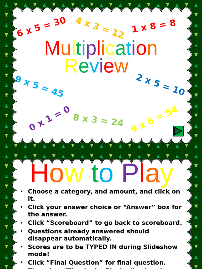 Interactive Multiplication Game Guide | PDF | Multimedia | Home & Garden