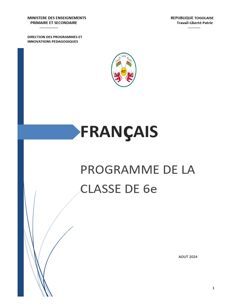 PROGRAMME FR 6e - Version Revisée 2024 | PDF