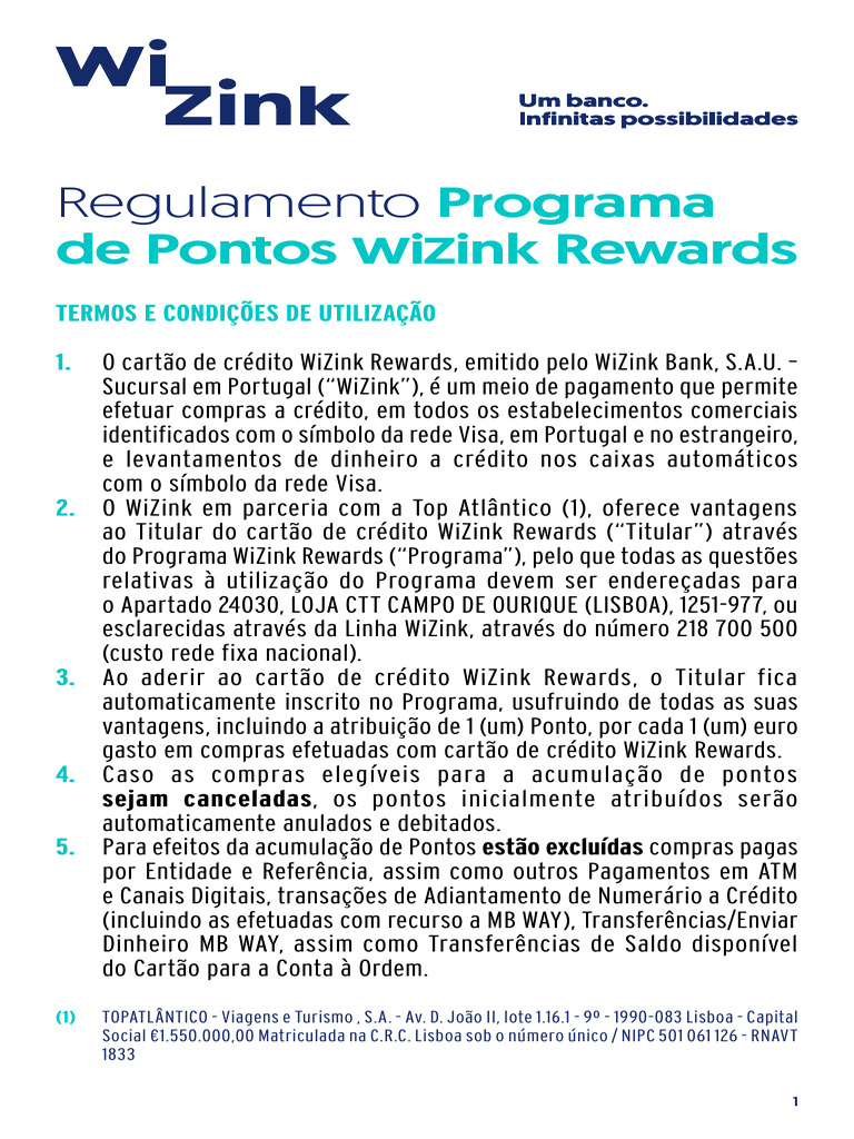 Regulamento Programa Pontos WiZink Rewards - 042023 | PDF