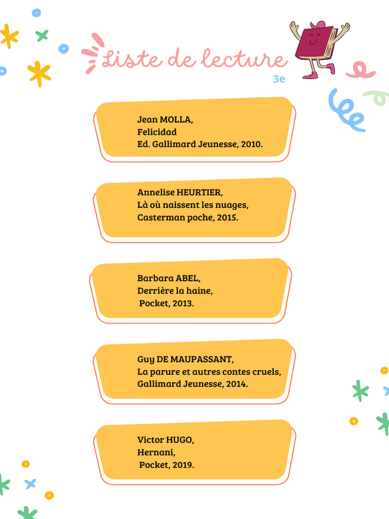 Coloré Ludique Liste de Classe Document A4 | PDF