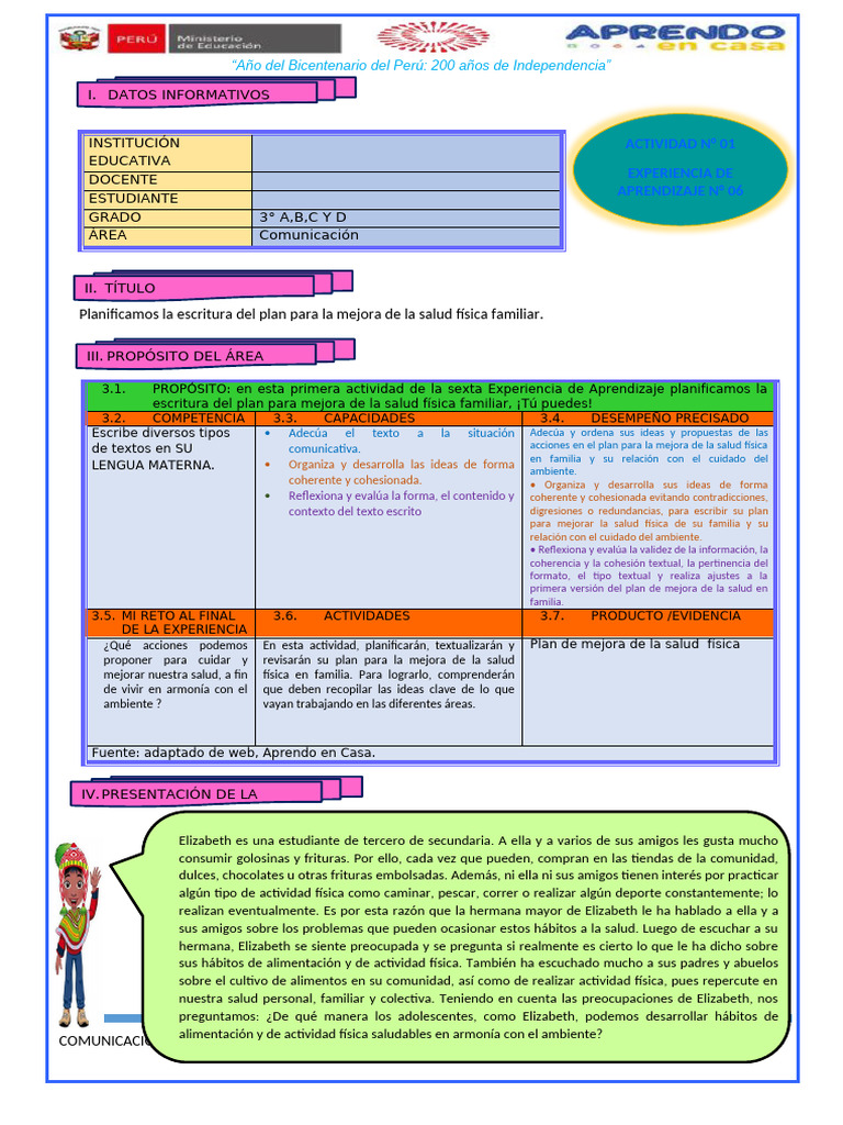 6TA EXP. COMUNICACIÓN 3° y 4° ACTIVIDAD #01 | PDF