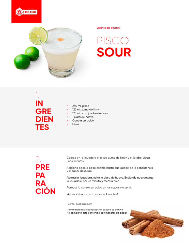 Receta Pisco Sour 1 | PDF